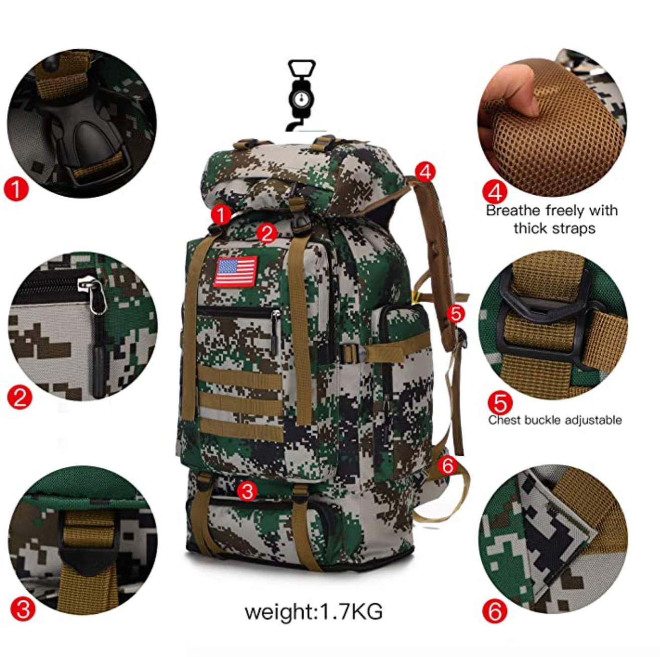 100L Extra Large Military Molle Tactical Army Backpack Rucksack — ERucks