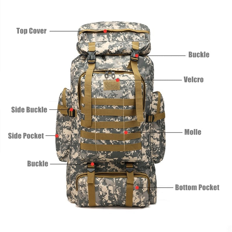 80L Large Military MOLLE Tactical Army Backpack Rucksack — ERucks
